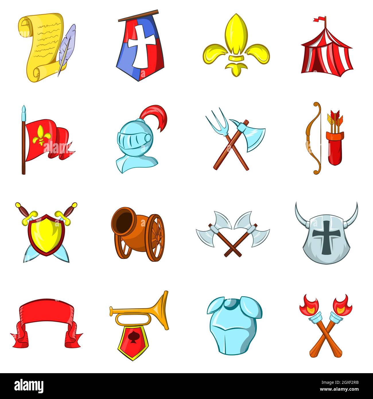 The middle ages icons set isolated on white background Stock Photo - Alamy