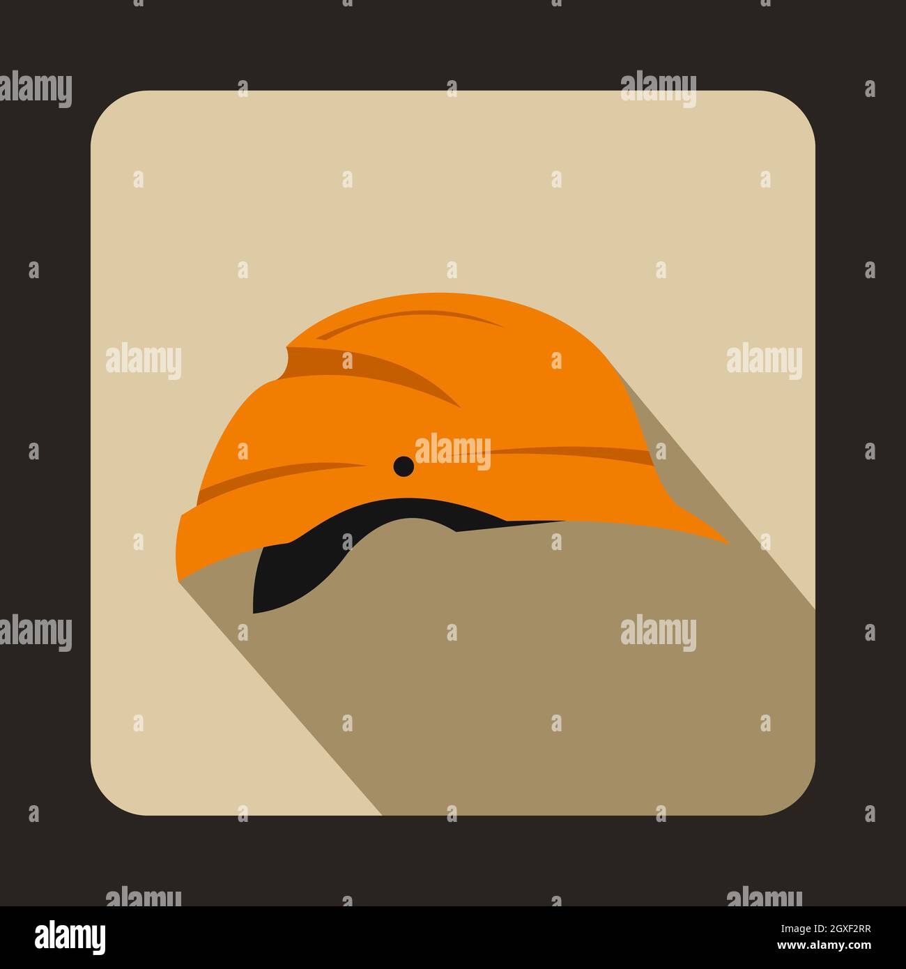 Orange hardhat icon in flat style on a beige background Stock Photo - Alamy
