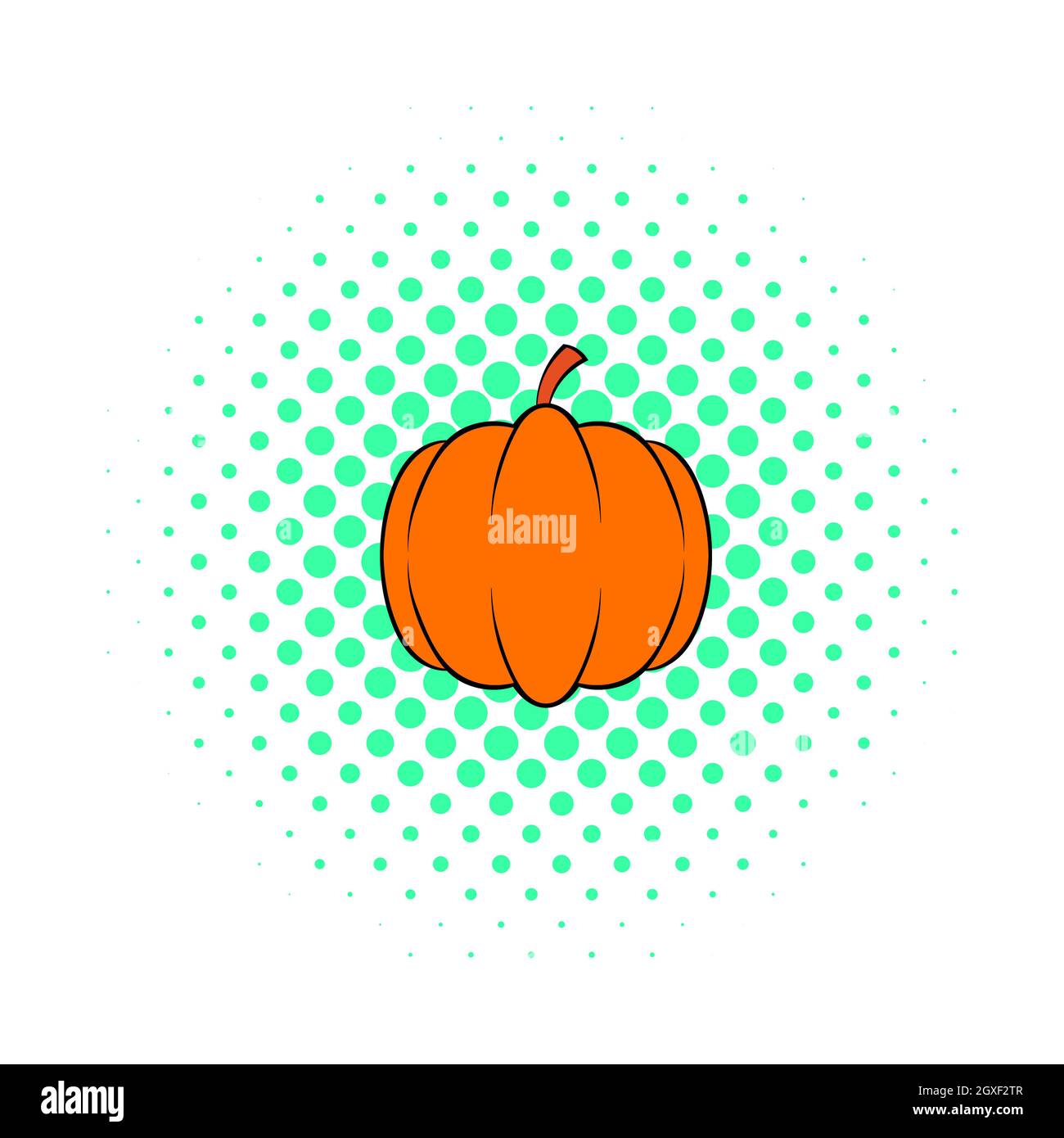 Pumpkin icon in pop-art style on dotted background. Food symbol Stock ...