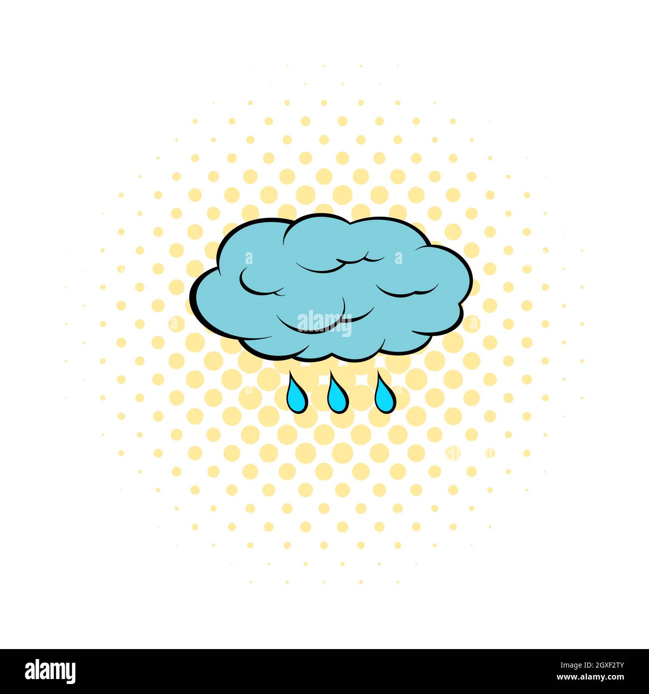 Rain cloud icon in pop-art style on dotted background. Autumn symbol ...