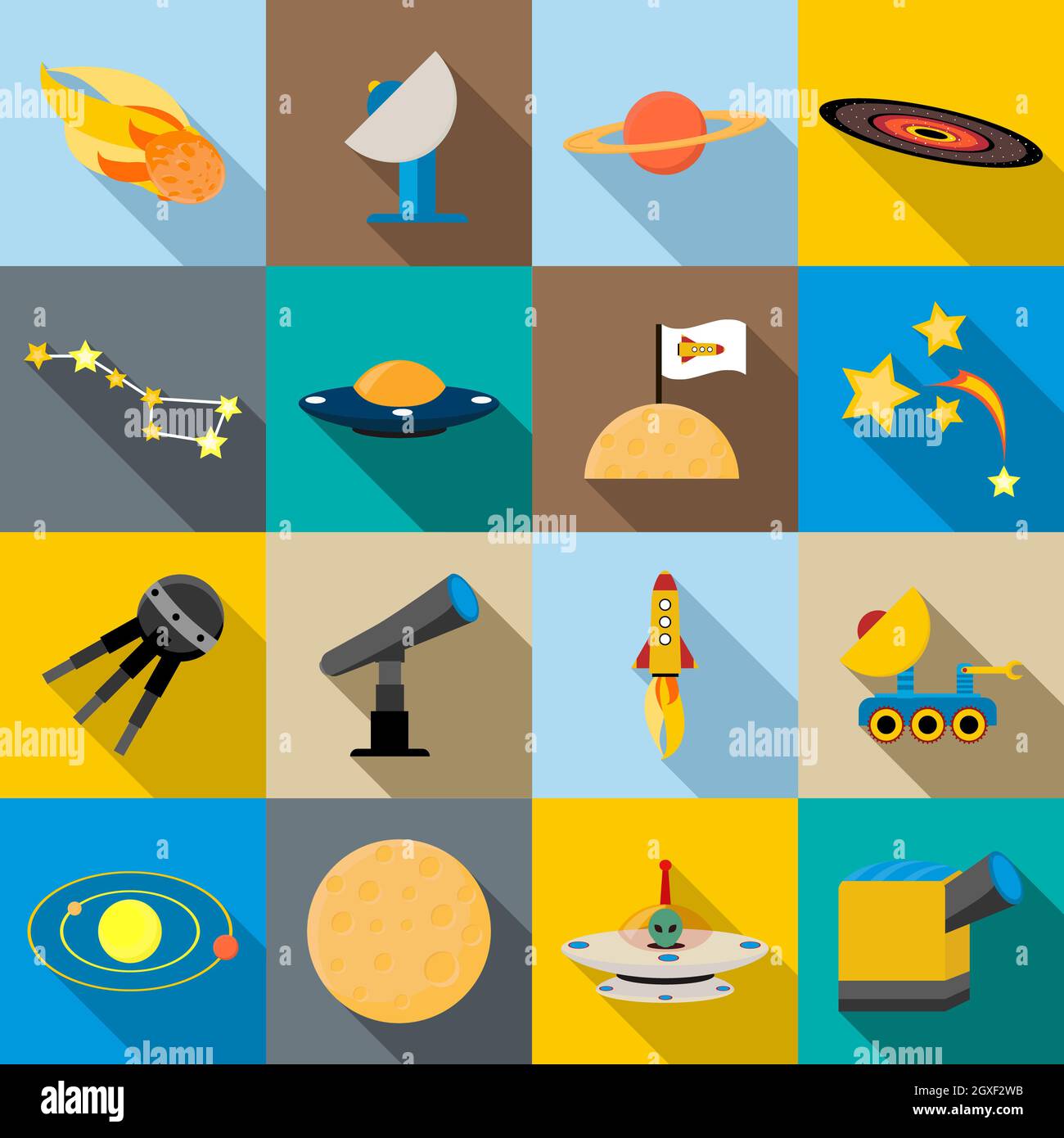 Space icons set in flat style for any desgn Stock Photo - Alamy
