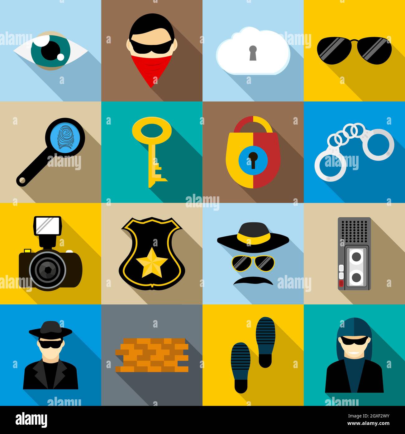 Spy icons set in flat style for any design Stock Photo - Alamy