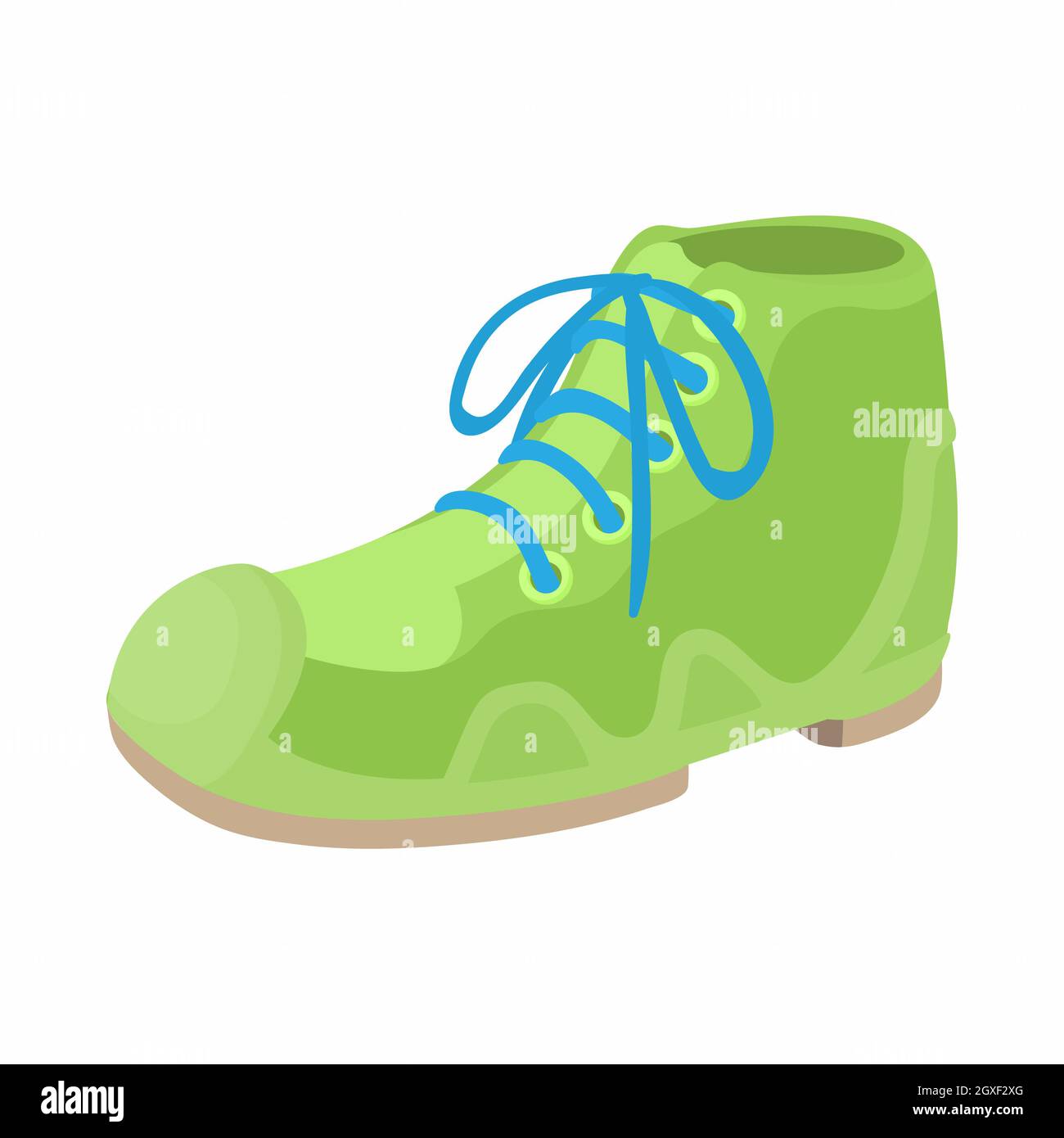 Green boot icon in cartoon style on a white background Stock Photo - Alamy