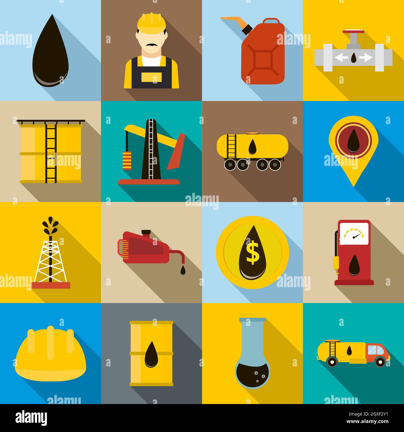 Oil icons set in flat style for any design Stock Photo - Alamy