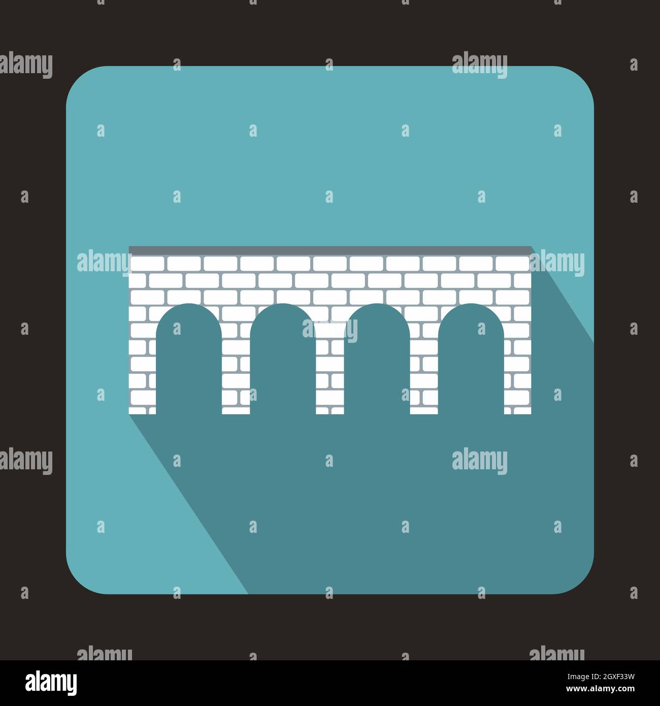 Brick bridge icon in flat style with long shadow. Construction and ...