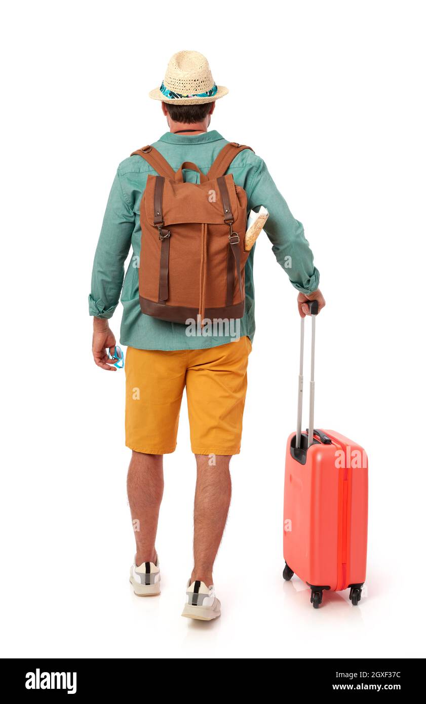Man carrying backpack and suitcase hi-res stock photography and images ...
