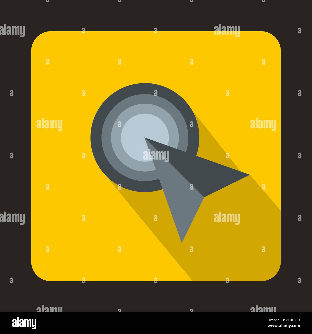 Work with cursor icon in flat style with long shadow. Computer and ...