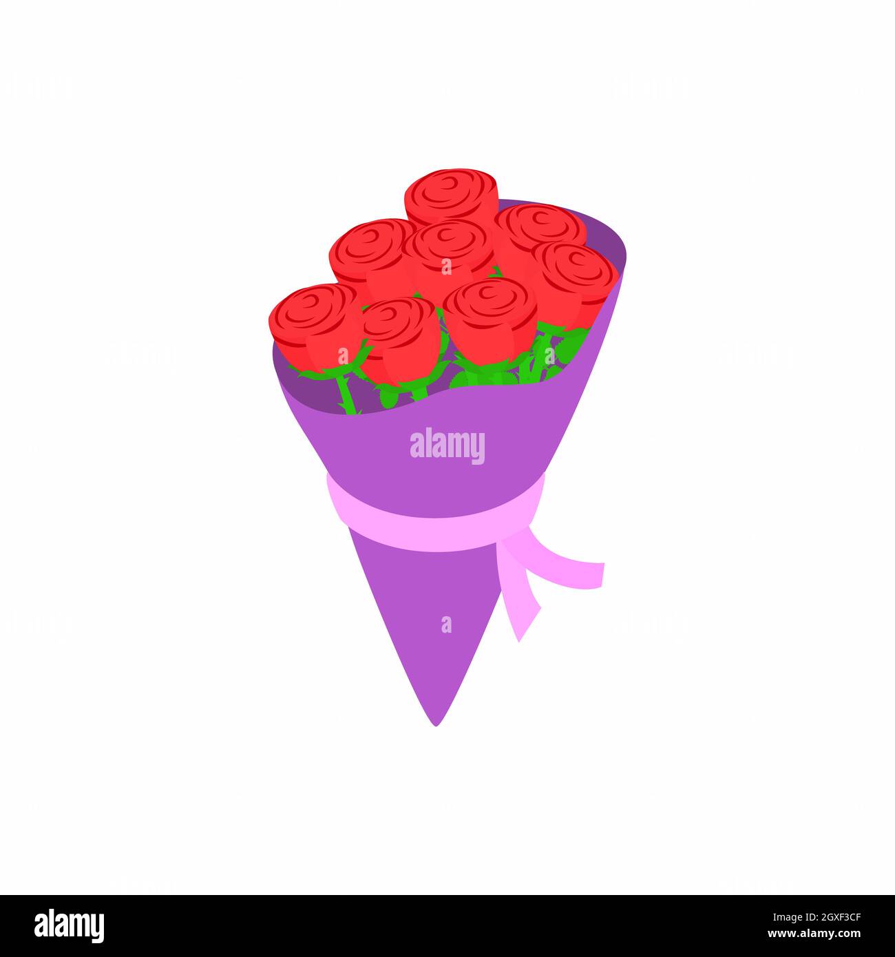Red roses bouquet icon in isometric 3d style on a white background ...