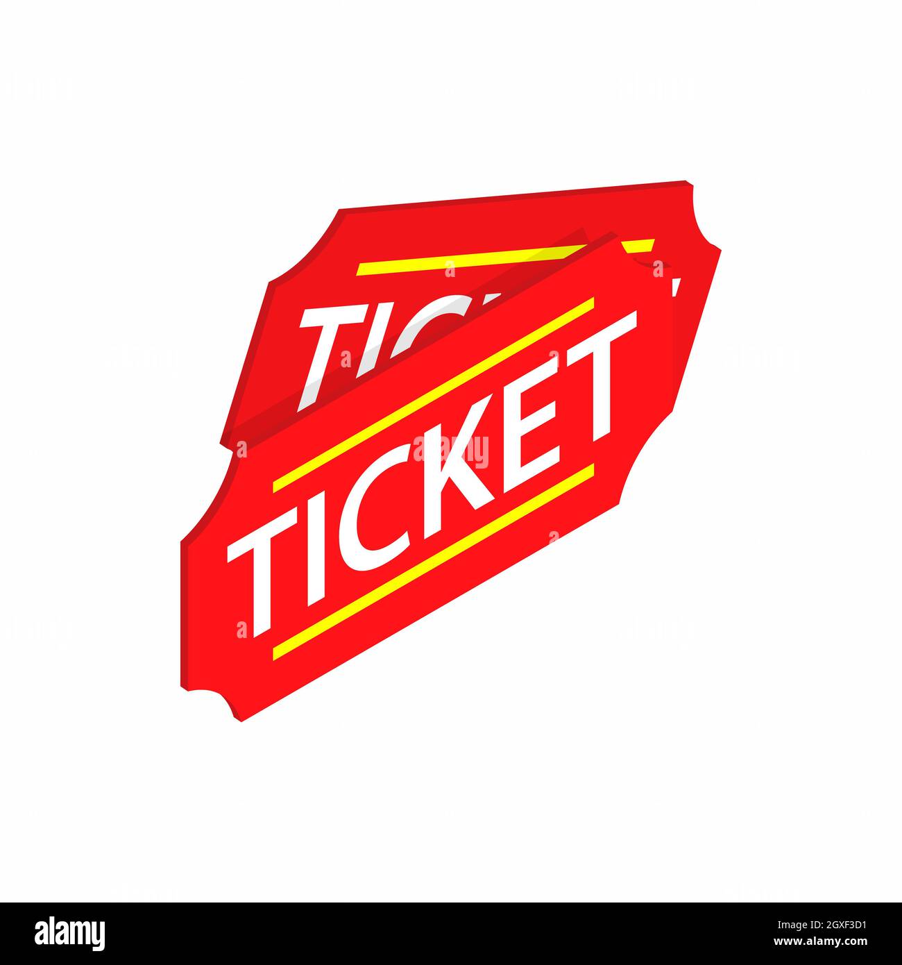 Two red tickets icon in isometric 3d style on a white background Stock ...