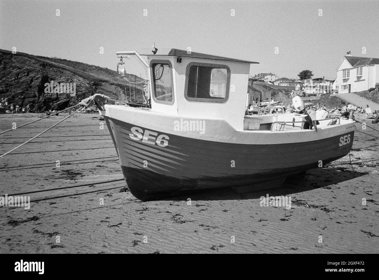 Coastal commercial fishing day boat, Hope Cove harbour, South Devon ...