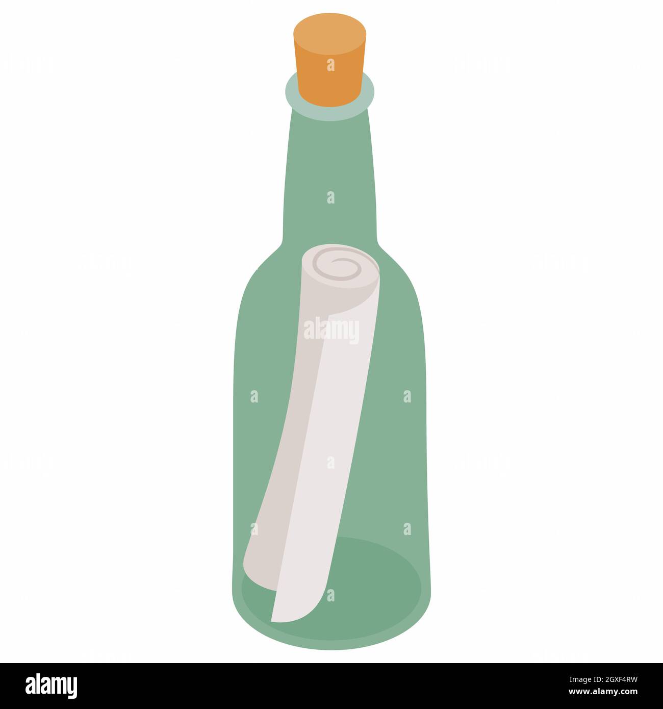 Bottle with note icon in isometric 3d style isolated on white ...