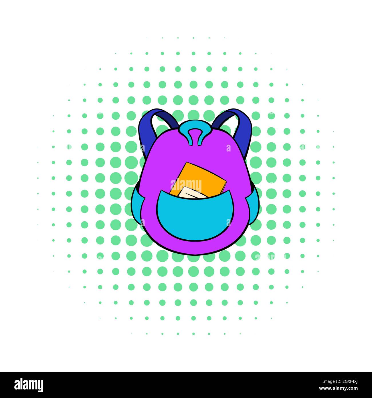 School bag icon in comics style on a white background Stock Photo - Alamy