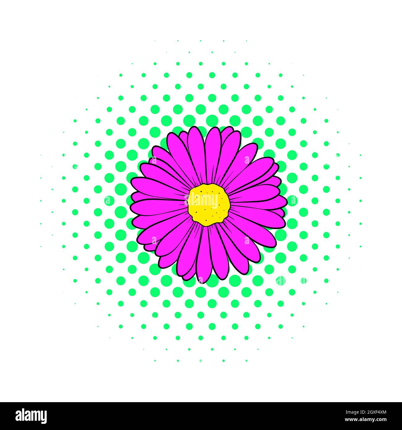 Aster flower icon in comics style isolated on white background Stock ...