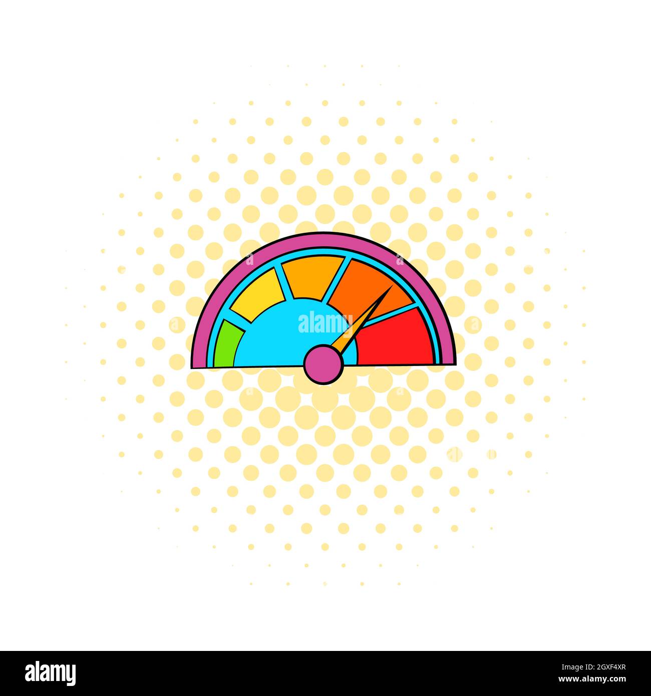 Colorful tachometer icon in comics style on a white background Stock ...
