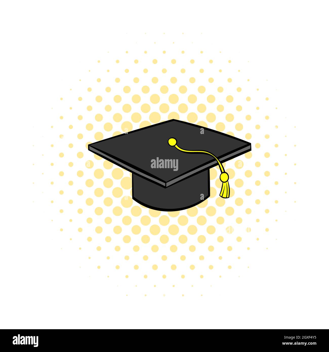 Graduation cap icon in comics style on a white background Stock Photo - Alamy