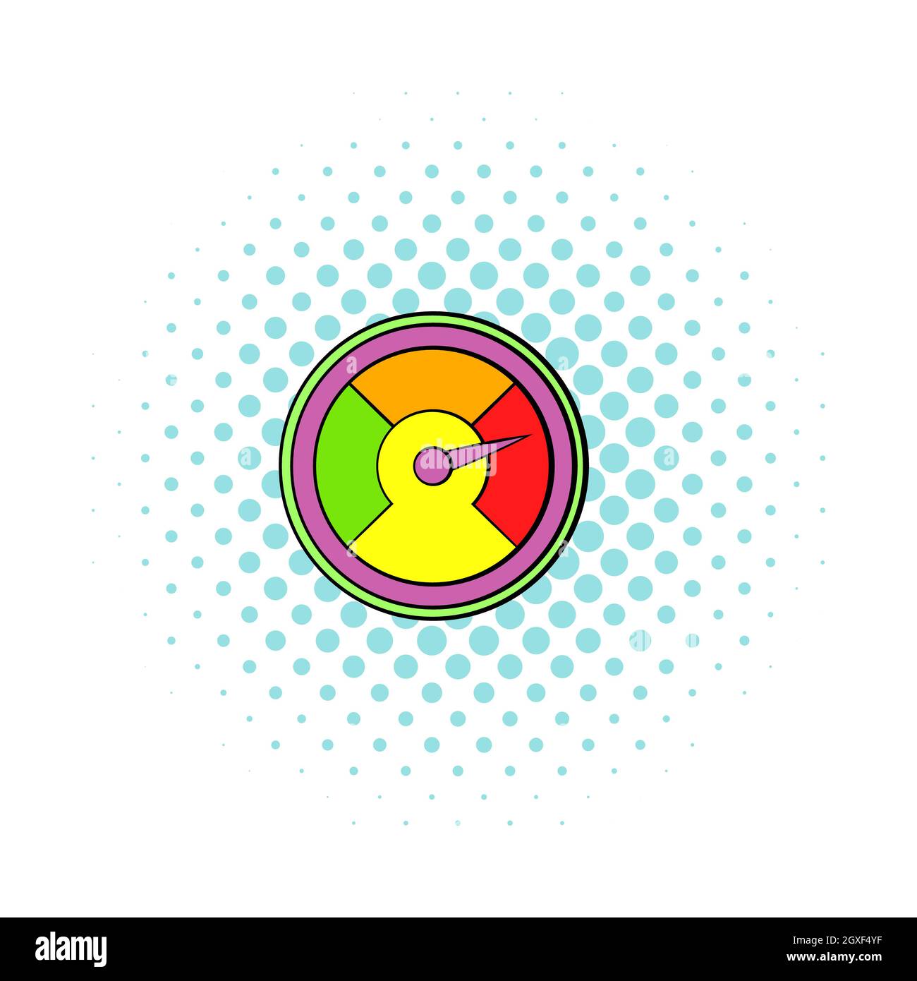 Colorful tachometer icon in comics style on a white background Stock ...
