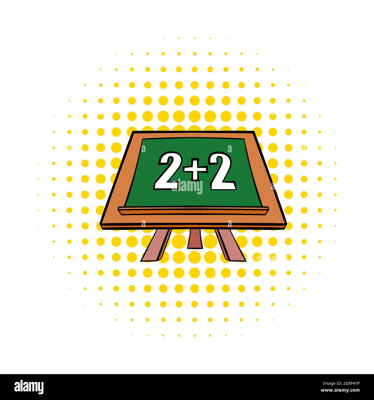 Math simple equation on chalk board icon in comics style on a white ...