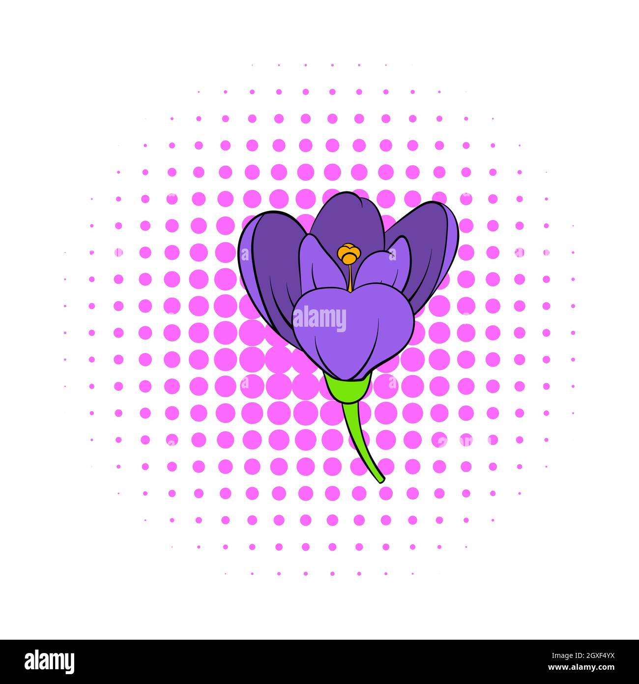 Crocus flower icon in comics style isolated on white background Stock ...