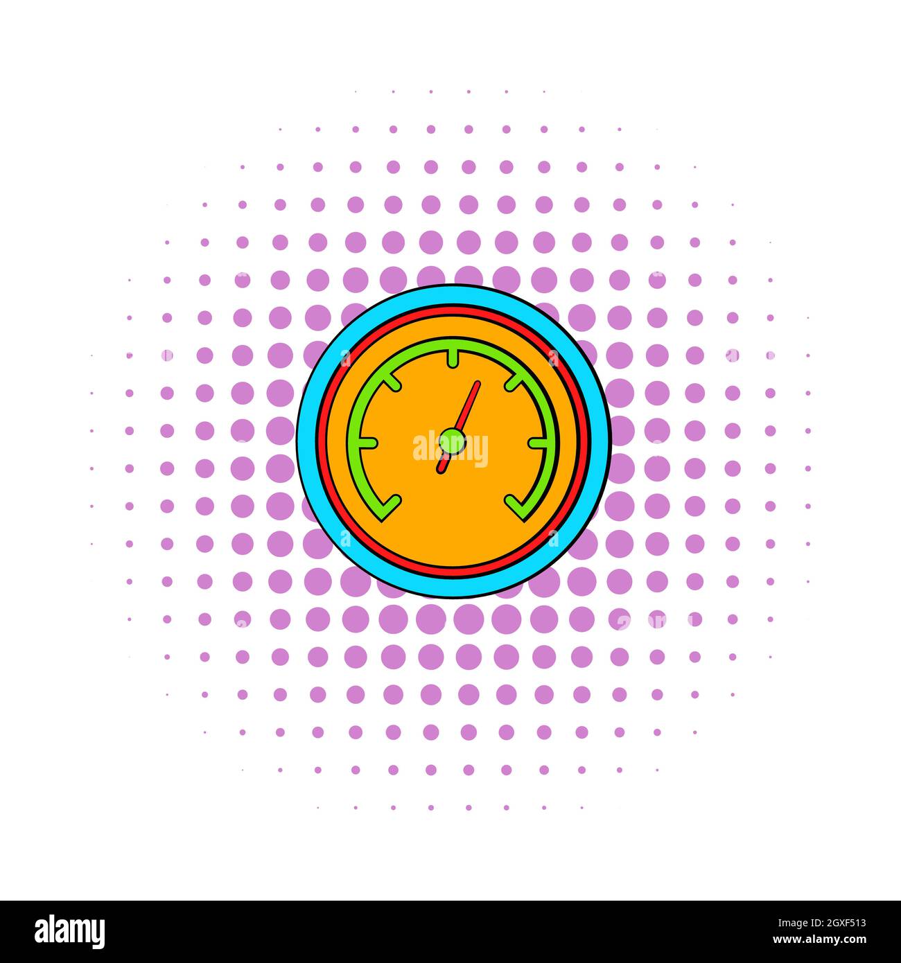 Orange speedometer icon in comics style on a white background Stock ...