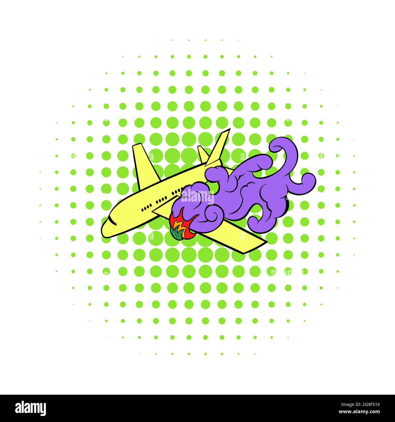 Air crash icon in comics style on a white background Stock Photo - Alamy