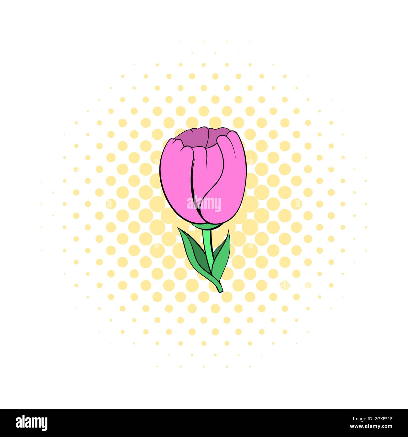 Pink tulip icon in comics style on a white background Stock Photo - Alamy