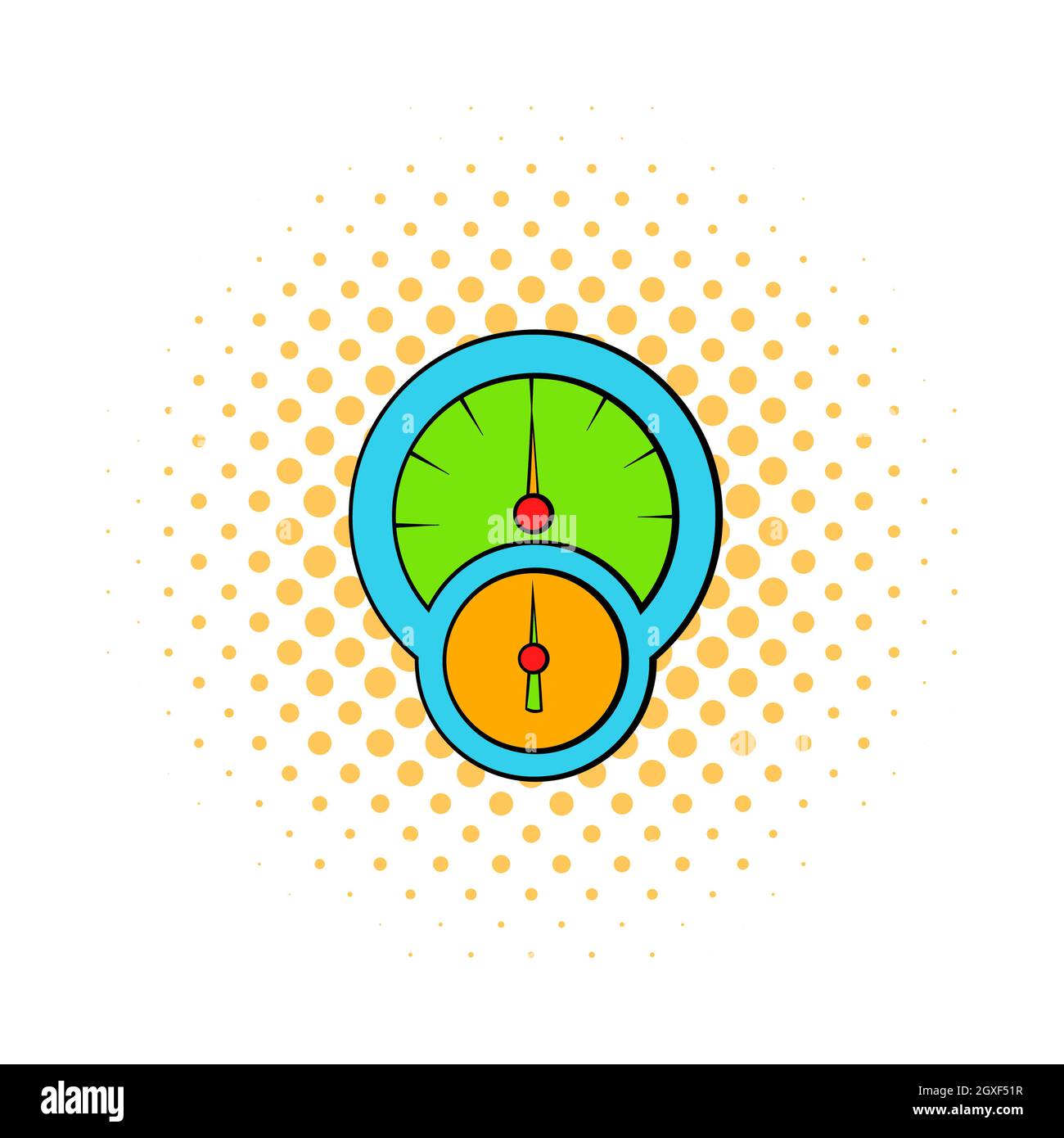Speedometer and tachometer icon in comics style on a white background ...