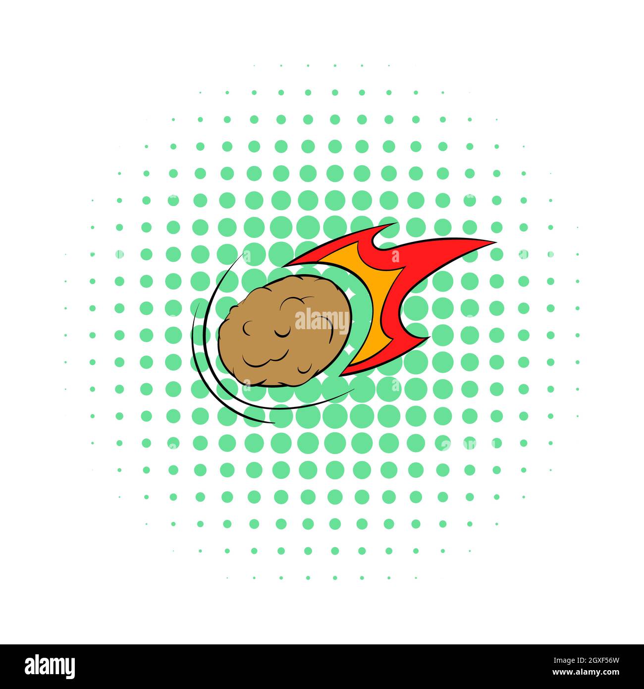 Falling meteor with long tail icon in comics style on a white ...