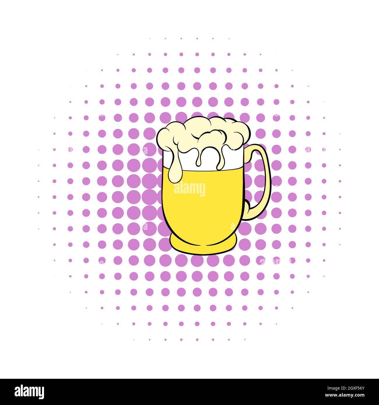 Beer mug icon in comics style on a white background Stock Photo - Alamy