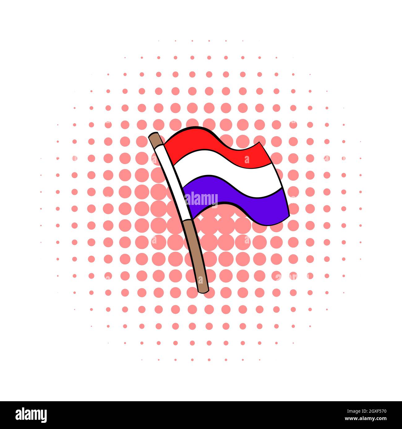 Flag of the Netherlands icon in comics style on a white background ...