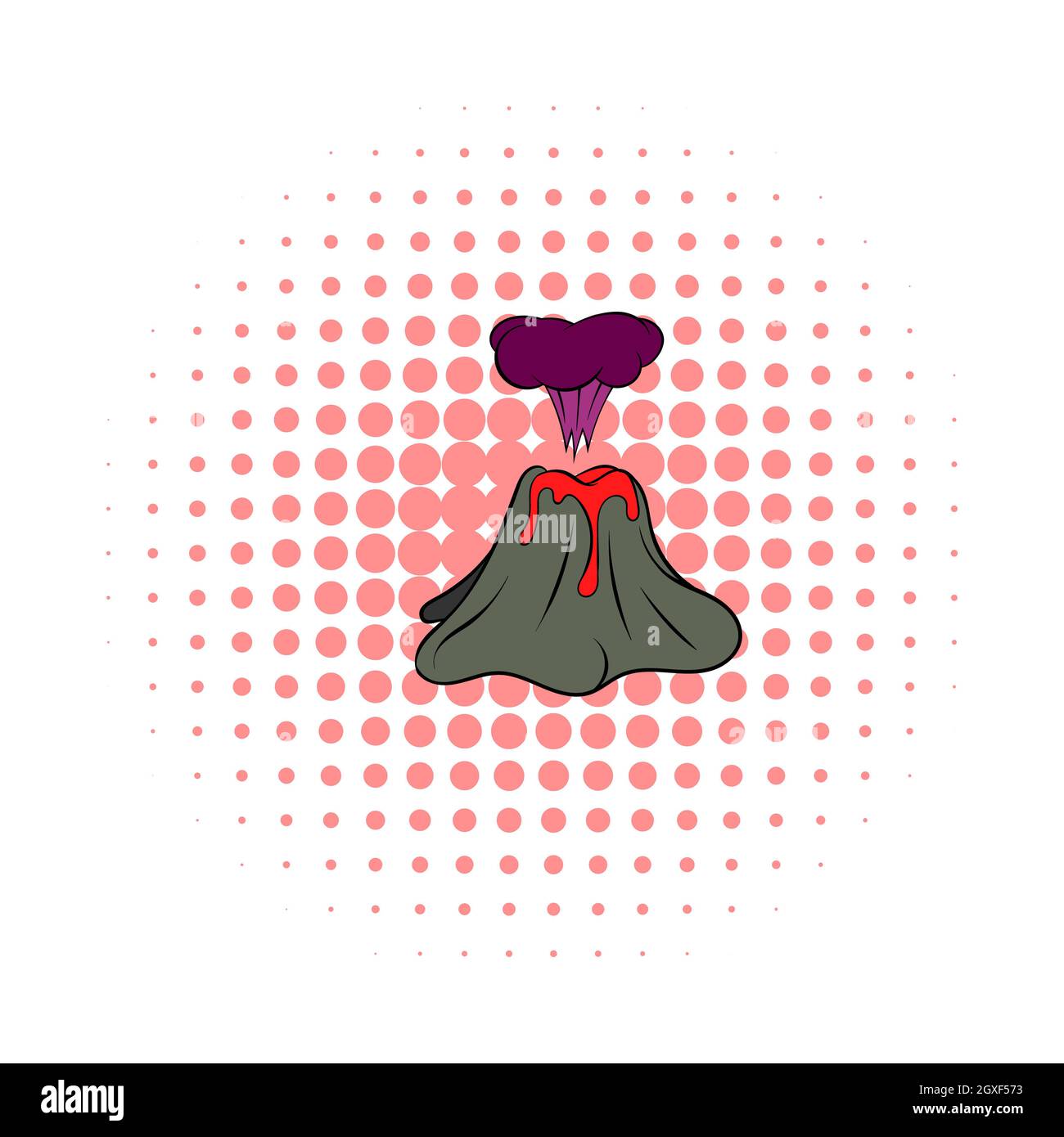 Illustration of a volcano erupting Cut Out Stock Images & Pictures - Alamy