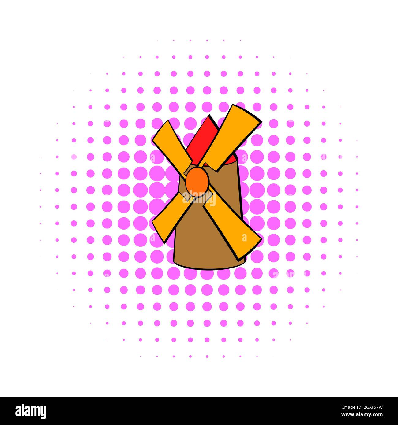 Windmill icon in comics style on a white background Stock Photo - Alamy