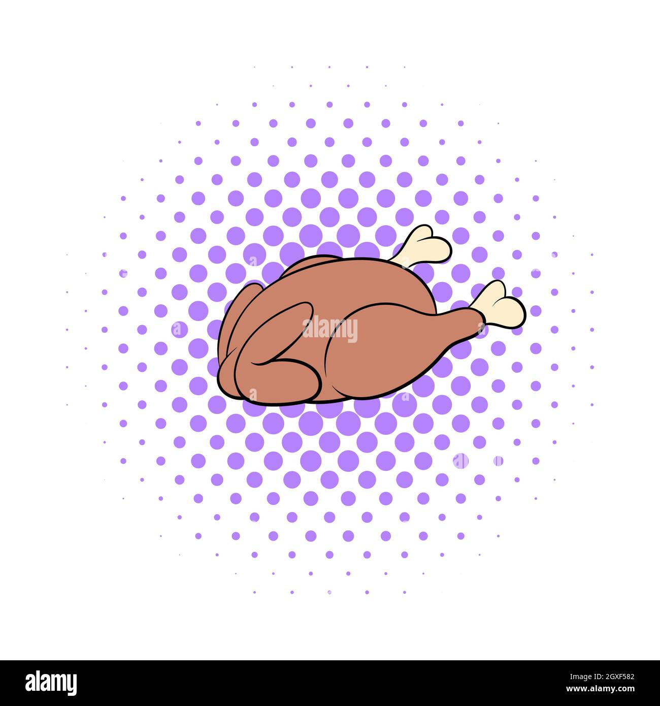 Whole roast chicken icon in comics style on a white background Stock ...