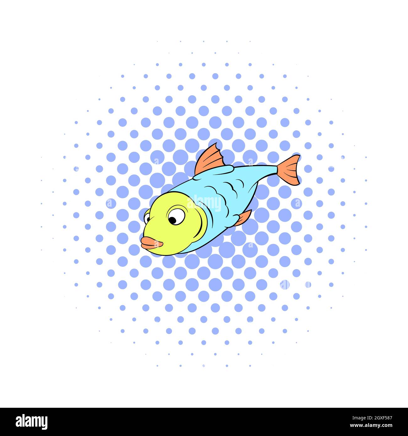 Fish icon in comics style on a white background Stock Photo - Alamy