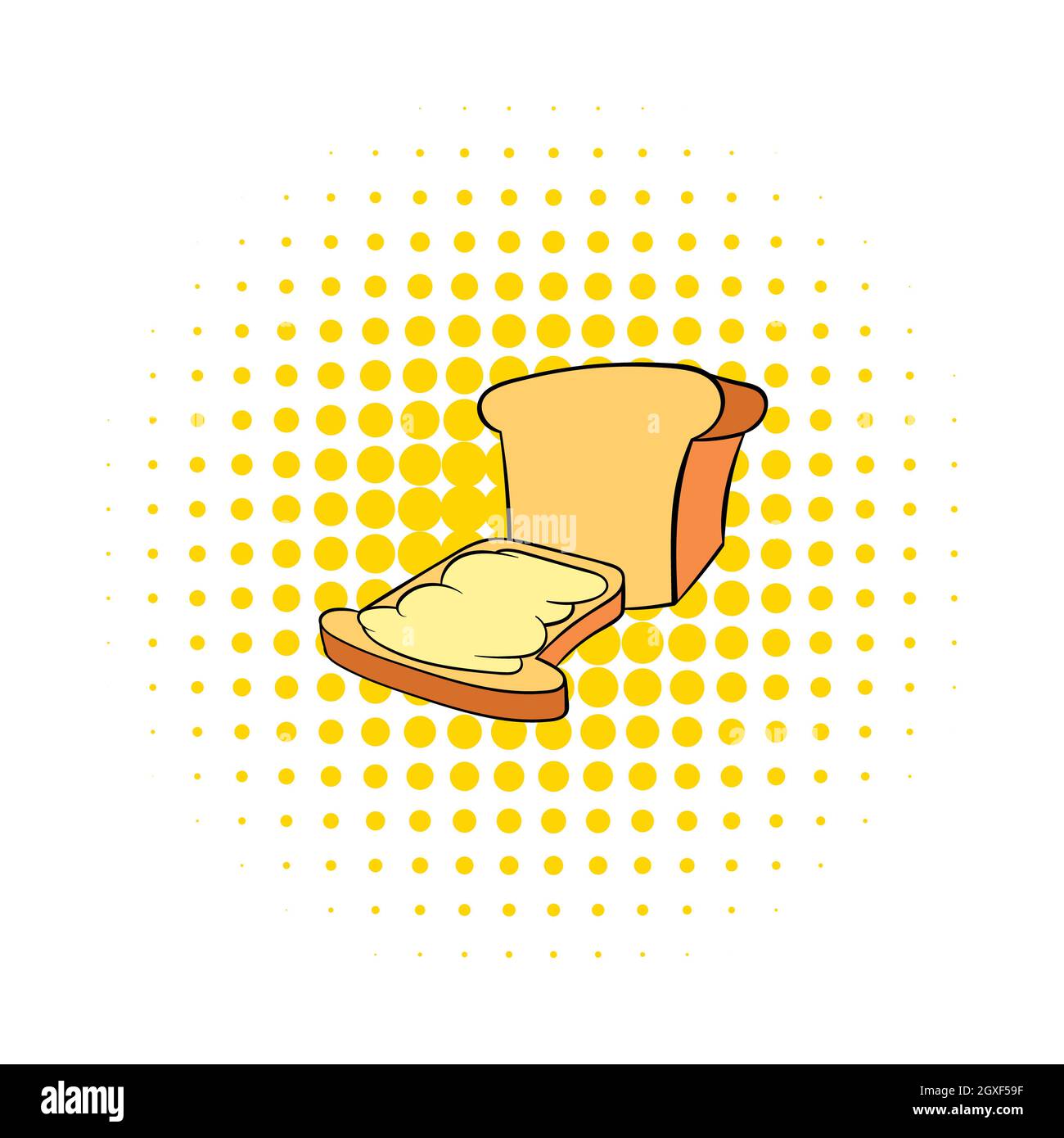 Bread and butter icon in comics style on a white background Stock Photo ...