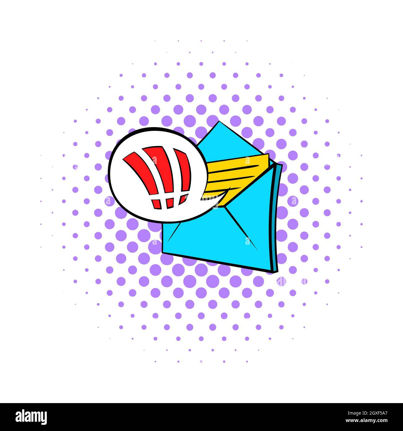 Important e-mail icon in pop-art style on dotted background. Internet ...
