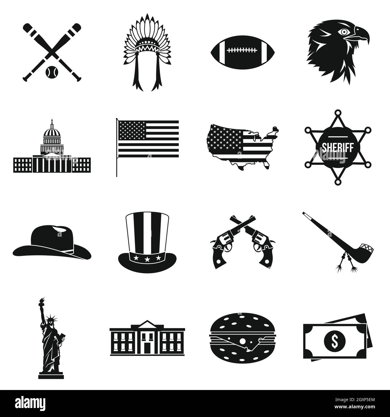 USA icons set in simple style for any design Stock Photo - Alamy