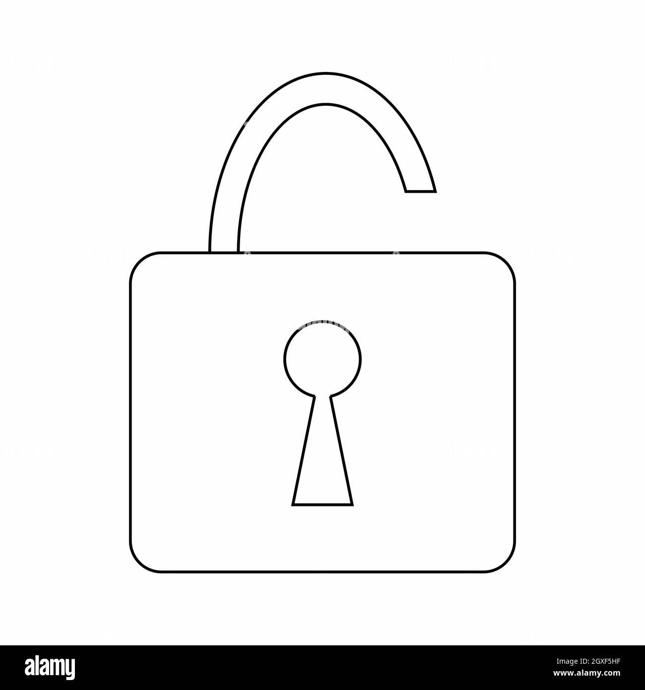 Unlocked Padlock icon in thin line style isolated on white background ...