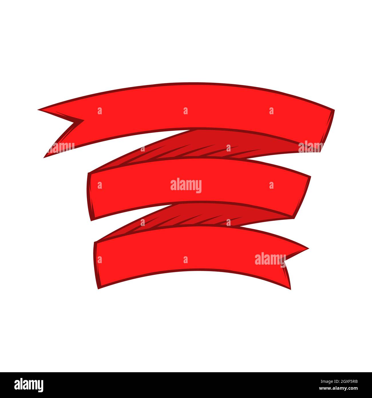 Red ribbon icon in cartoon style on a white background Stock Photo - Alamy