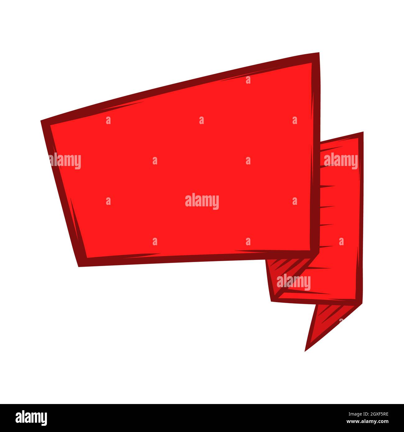 Red banner icon in cartoon style on a white background Stock Photo - Alamy