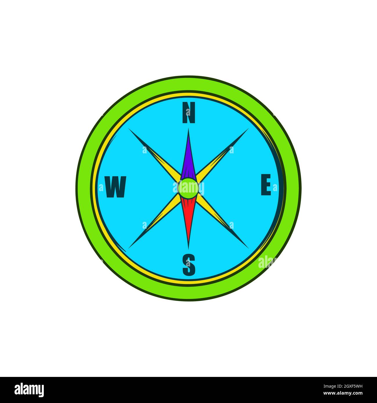 Compass icon in cartoon style on a white background Stock Photo - Alamy