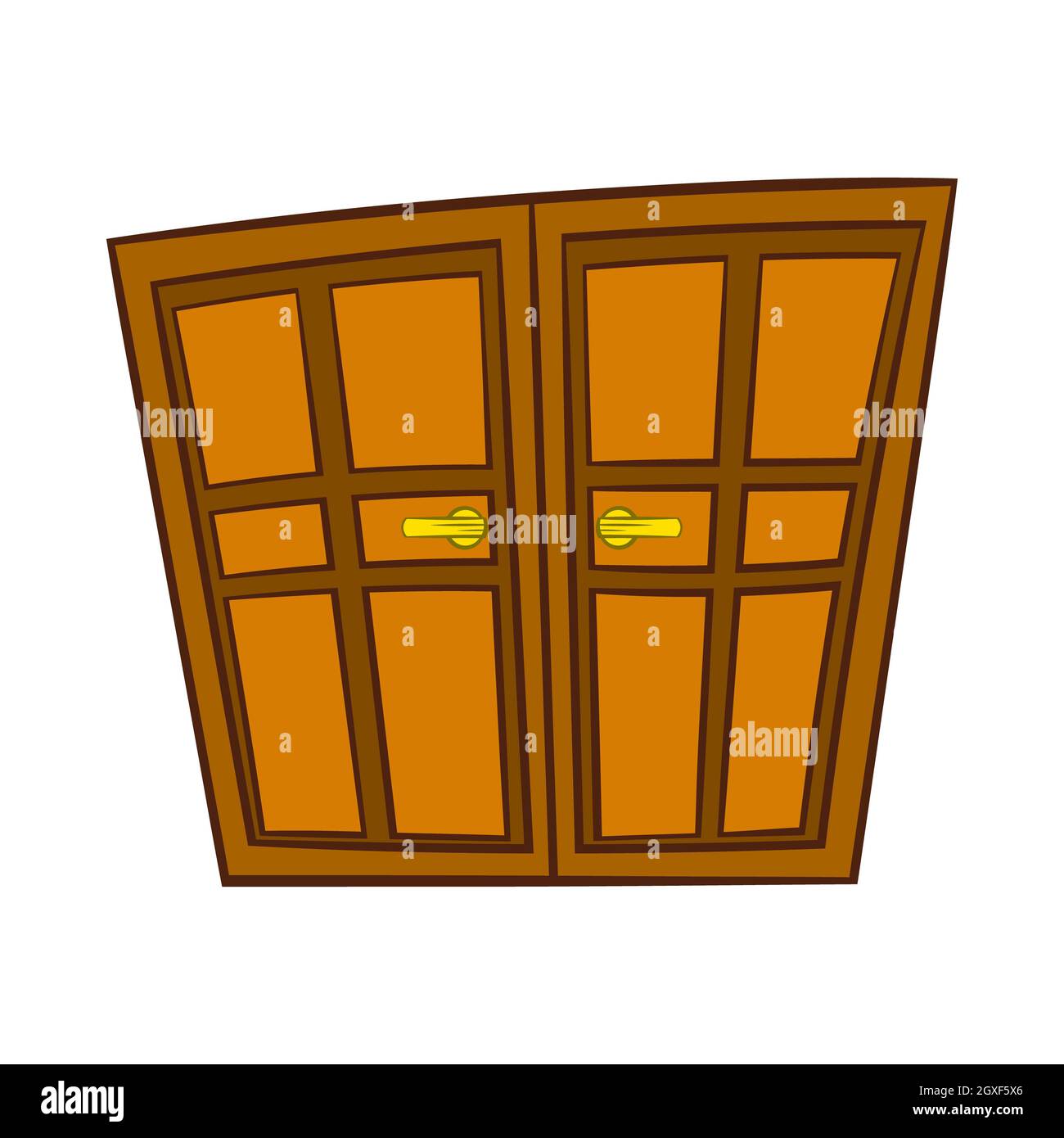 Wooden double doors icon in cartoon style on a white background Stock ...