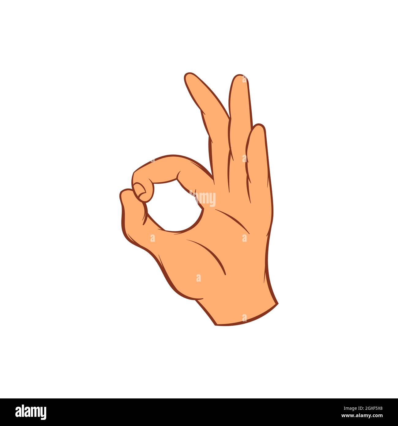 OK sign icon in cartoon style on a white background Stock Photo - Alamy