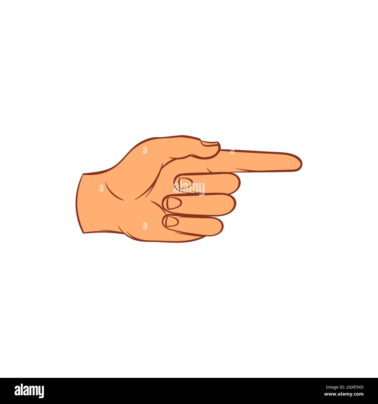 Pointing hand gesture icon in cartoon style on a white background Stock ...