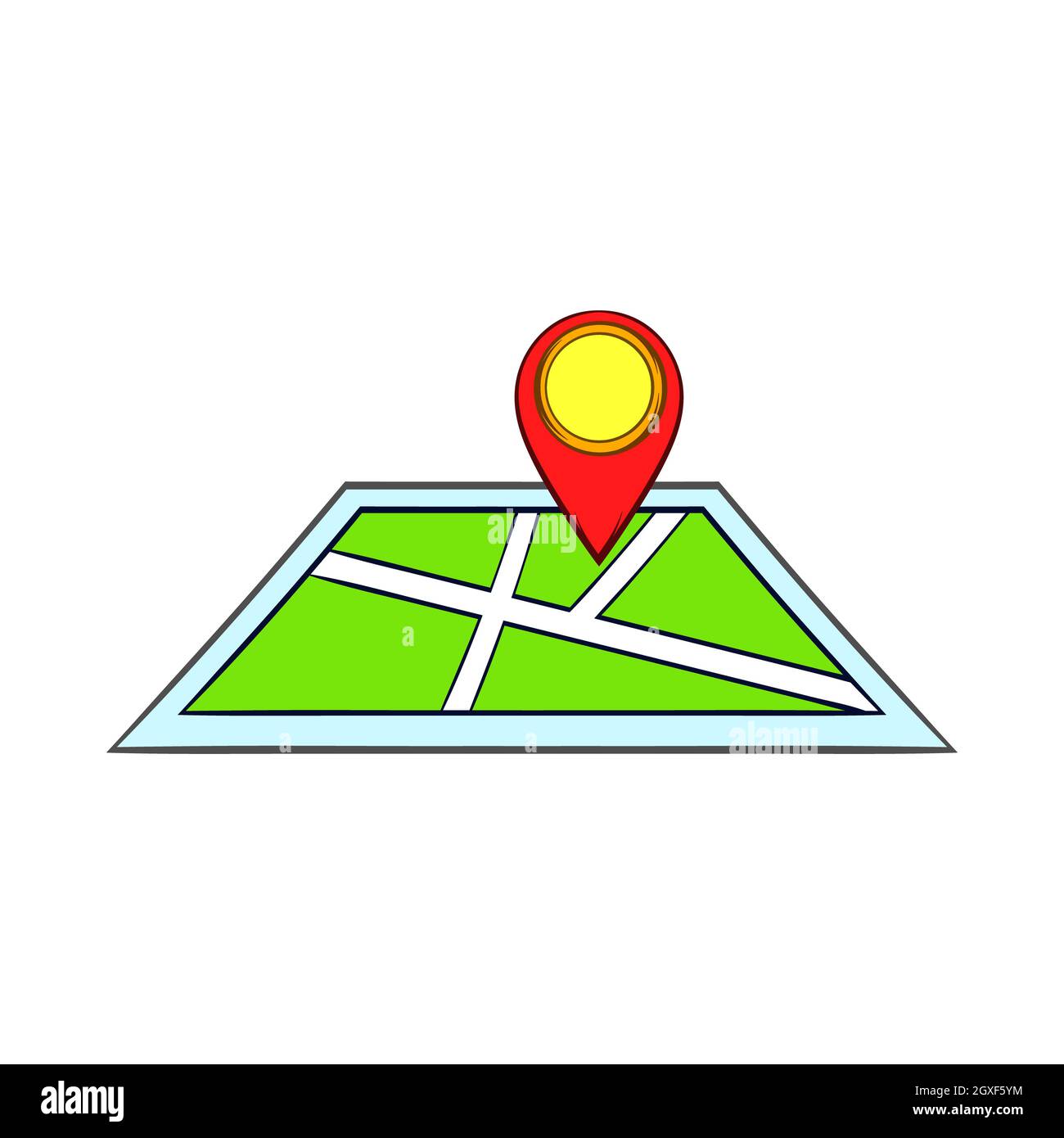 Map with pin pointers icon in cartoon style on a white background Stock ...