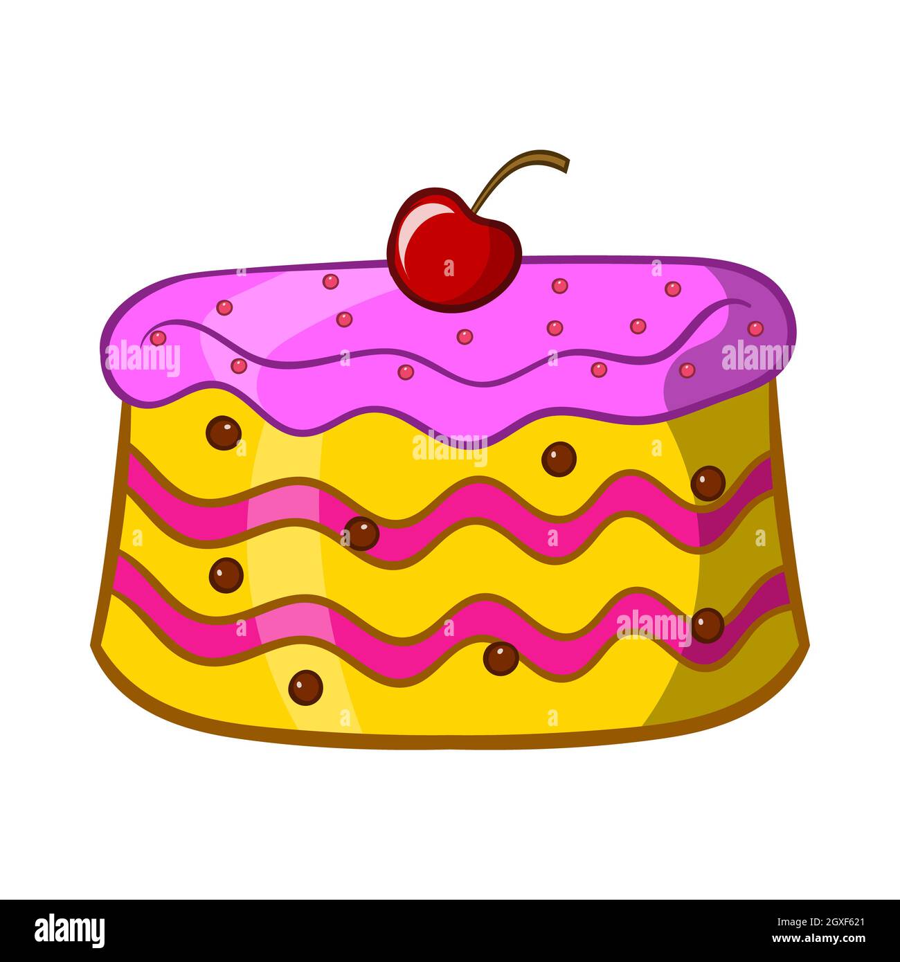 Cake icon in cartoon style isolated on white background. Food symbol ...