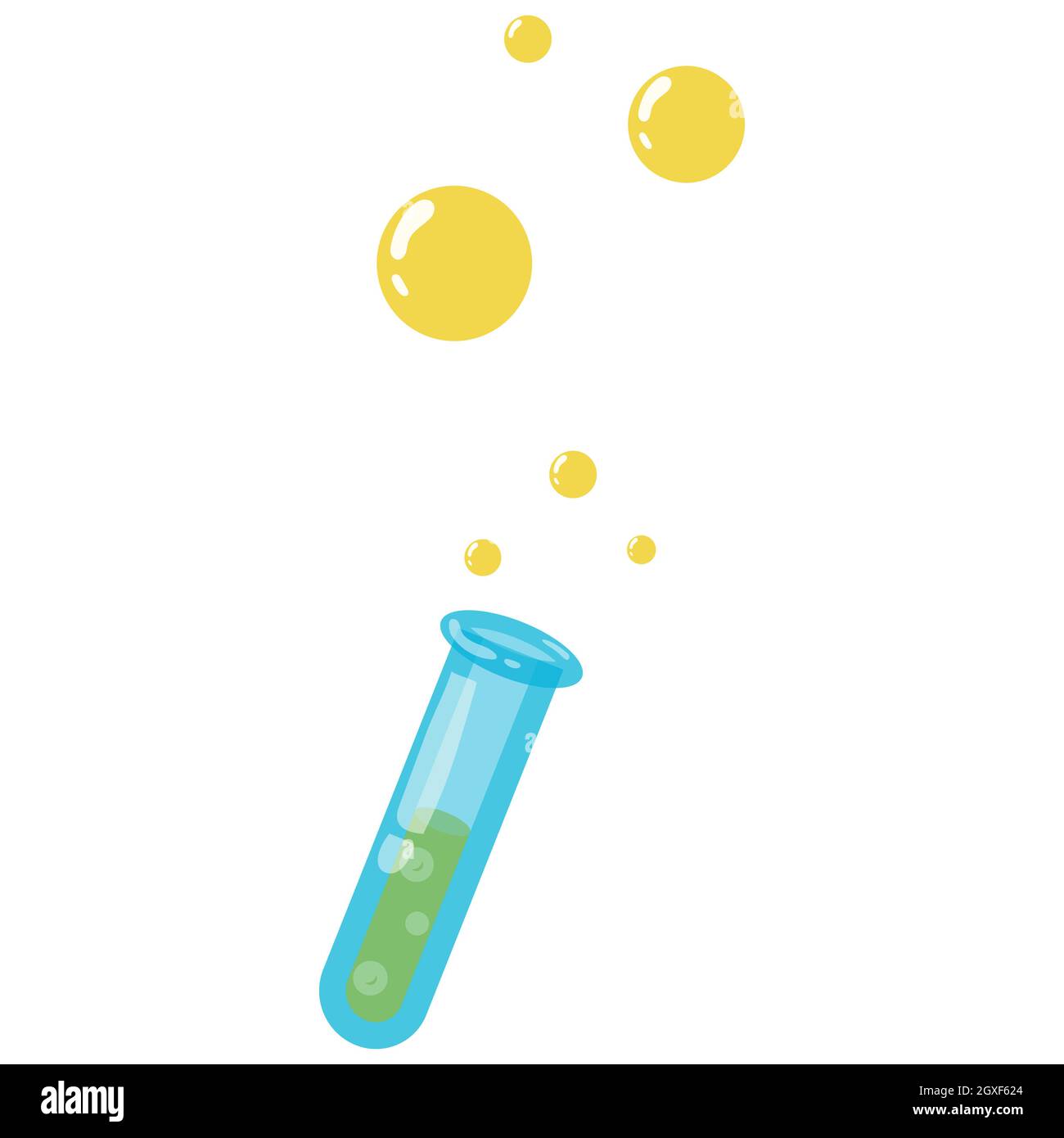 Test tube with bubbles icon in cartoon style on a white background ...