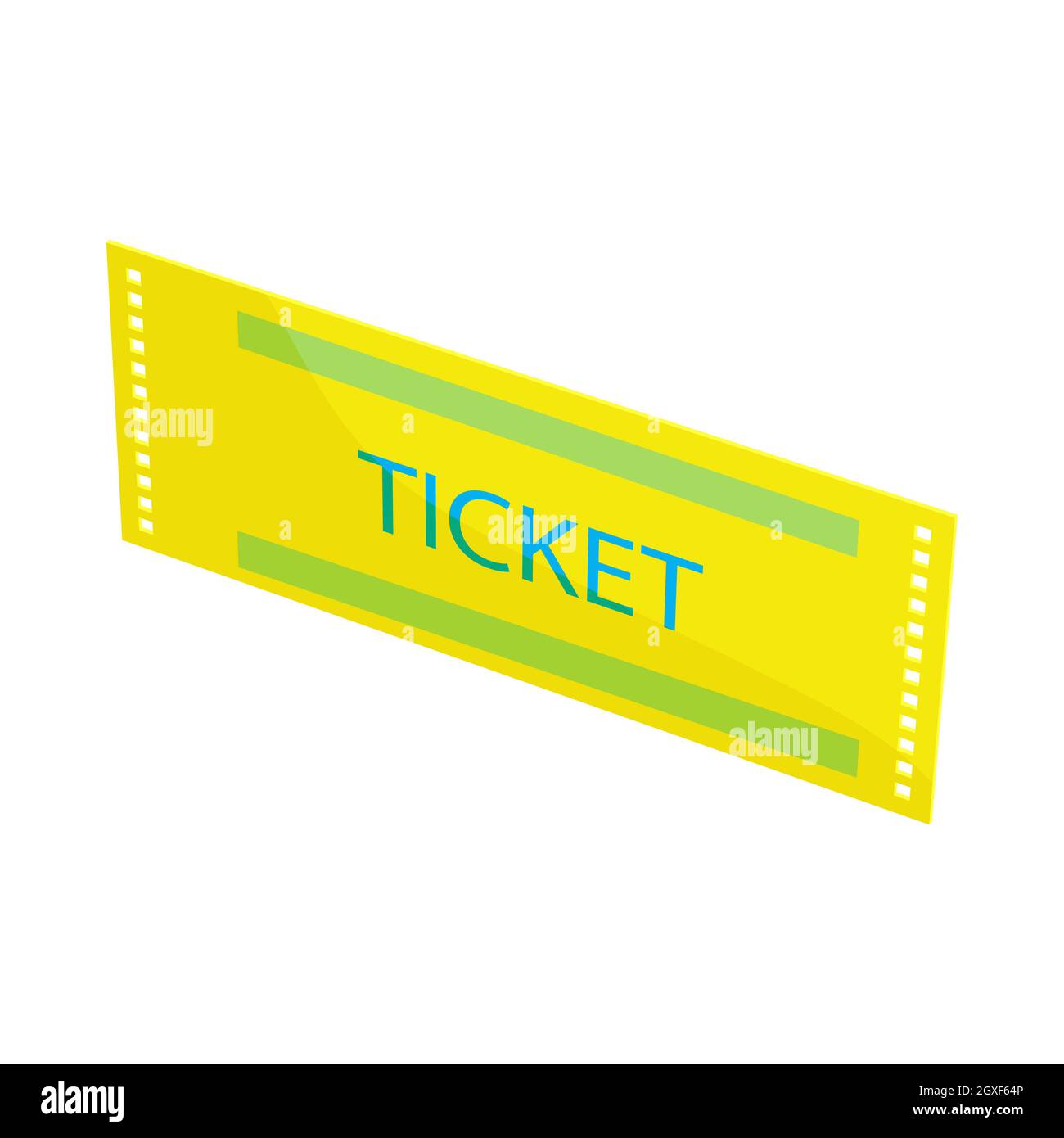 Yellow ticket icon in cartoon style on a white background Stock Photo ...