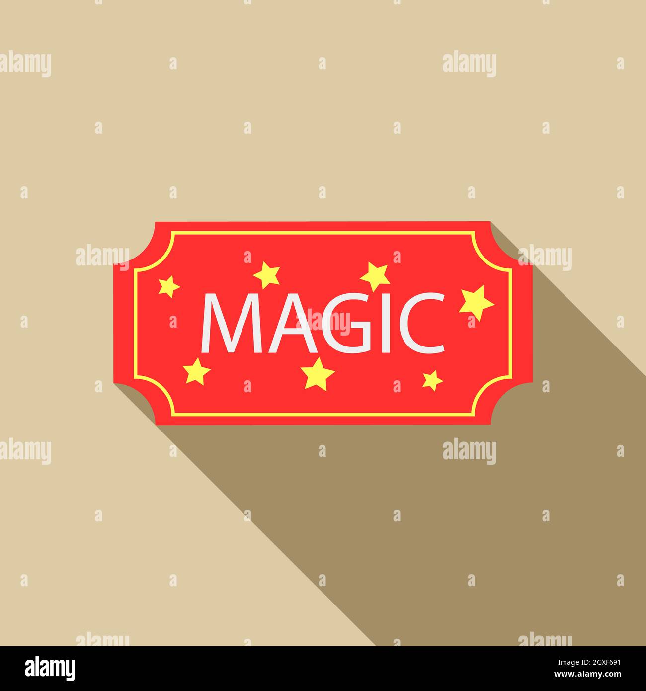Red magic show ticket icon in flat style on a beige background Stock ...