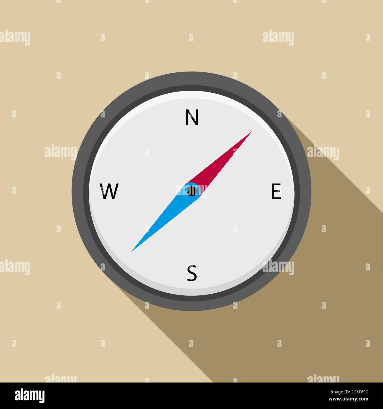 Compass icon in flat style on a beige background Stock Photo - Alamy