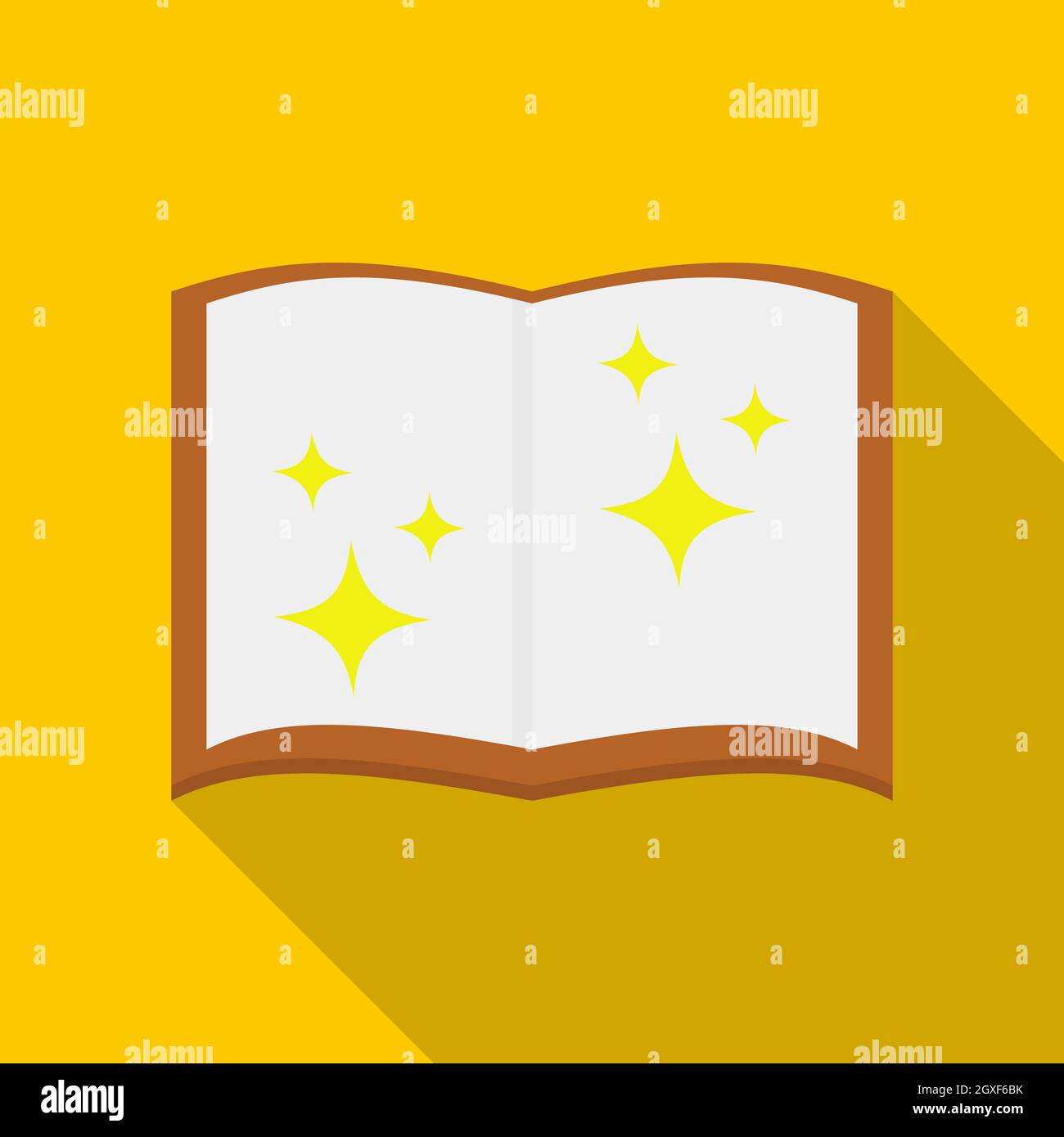 Magic book icon in flat style on a yellow background Stock Photo - Alamy